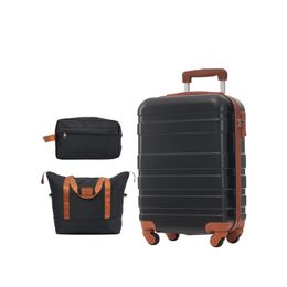 ABRIHOME 3er Koffer Set Hartschalenkoffer 68 cm mit 4 Rollen und TSA, Schwarz | Gr.: onesize