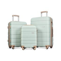 ABRIHOME 3er Koffer Set M-L-XL mit 4 Rollen und TSA, Grün | Gr.: onesize