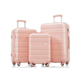 ABRIHOME 3er Koffer Set M-L-XL mit 4 Rollen und TSA, Rosa | Gr.: onesize