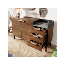 ABRIHOME Sideboard mit Massivholzbeine und Kehrroboterfähig, 77*120*40cm | Gr.: onesize