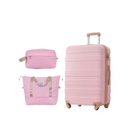 ABRIHOME 3er Koffer Set Hartschalenkoffer 78 cm mit 4 Rollen und TSA, Rosa | Gr.: onesize