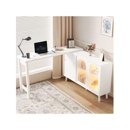 ABRIHOME 2 in 1 Sideboard mit LED und Acryltür, 360° Drehbar, 120×40×78 cm | Gr.: onesize