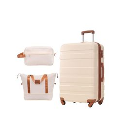 ABRIHOME 3er Koffer Set Hartschalenkoffer 68 cm mit 4 Rollen und TSA, Beige | Gr.: onesize