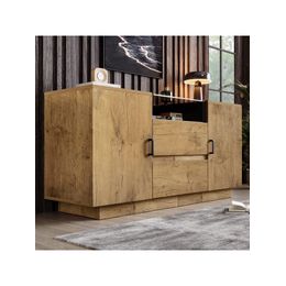 ABRIHOME Sideboard mit 2 Schubladen und 2 Schränken, 70x140x40cm | Gr.: onesize