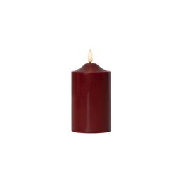STAR TRADING LED Echtwachs-Kerze ,Flamme' in Weinrot, Batterie + Timer, Flacker-Eff | Gr.: onesize