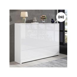 ABRIHOME 2 in 1 Faltbarer Sideboard mit Rollen & Wireless Charger, Weiß | Gr.: onesize