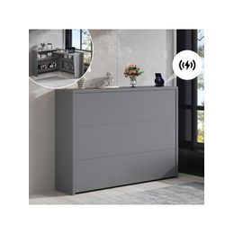 ABRIHOME 2 in 1 Faltbarer Sideboard mit Rollen & Wireless Charger, Grau | Gr.: onesize