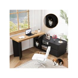 ABRIHOME L Schreibtisch Tischplatte 360​​° Schwenkbar, Schwarz | Gr.: onesize