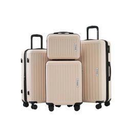 ABRIHOME 4er Koffer Set, S-M-L-XL mit 4 Rollen und TSA Zollschloss in Beige | Gr.: onesize