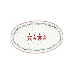 GreenGate Servierplatte JUANA Weiß Weihnachtsmotiv Oval 24x15 cm | Gr.: onesize