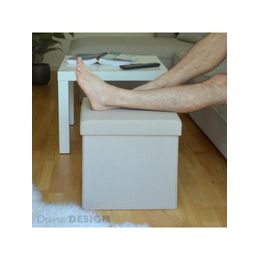 DuneDesign Sitzwürfel mit Stauraum Senja in Beige | Gr.: onesize