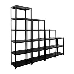 shelfr 4er Set Industrial Style Metallregal Genk mit 3-6 Ebenen in Schwarz | Gr.: onesize