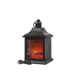 MARELIDA LED Laterne Kamin mit Flammenoptik H: 31cm Batterie/USB in schwarz | Gr.: onesize