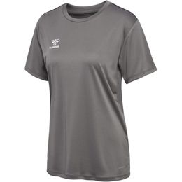 Hummel T-Shirt "Hmlessential Jersey S/S Woman" in Grau | Gr.: XS