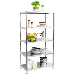 shelfr Schwerlast Metallregal Salva aus Edelstahl mit 5 Ebenen in Silber | Gr.: onesize