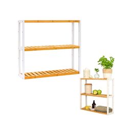 DuneDesign Bambus Wandregal Kiri mit 3 Ablagen in Weiß | Gr.: onesize