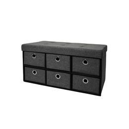 DuneDesign Faltbare Sitzbank mit Schubladen Skagen in Anthrazit | Gr.: onesize