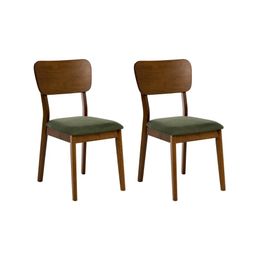 Beliani 2er-Set Esszimmerstuhl MINIER in Braun/Grün | Gr.: onesize