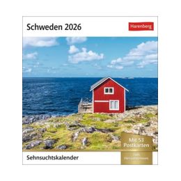Harenberg Kalender - Schweden Sehnsuchtskalender 2026 - Wochenkalender mit 53 Postkarten | Gr.: onesize