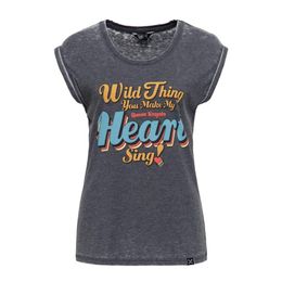 Queen Kerosin Enzym Wash T-Shirt Wild Thing in schwarz | Gr.: 3XL