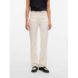 V&eacute;ro Moda Straight-Jeans VERO MODA "VMTESSA HR STRAIGHT JEANS COLOR GA NOOS", Damen, Gr. 27, L&auml;nge 32, wei&szlig; (hellwei&szlig;), Denim/Jeans, Obermaterial: 99% Baumwolle, 1% Elasthan, unifarben, straight fit kn&ouml;chellang, Jeans Straight-Jeans
