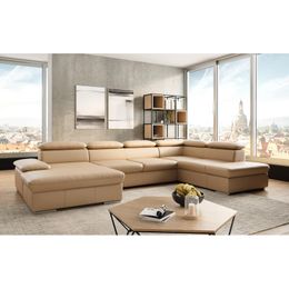 Sit & More SIT&MORE Wohnlandschaft »Valantine U-Form, B: 349 cm« mit Arm- & Kopfteilverstellung, optional mit Bettfunktion cappuccino