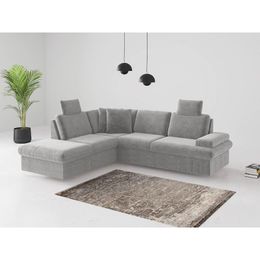 Sit & More SIT&MORE Ecksofa »Moreno L-Form, B: 238 cm« mit Armteilverstellung, optional Bettfunktion hellgrau