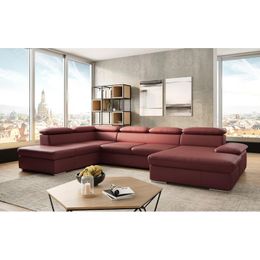 Sit & More SIT&MORE Wohnlandschaft »Valantine U-Form, B: 349 cm« mit Arm- & Kopfteilverstellung, optional mit Bettfunktion merlot
