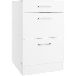 KOCHSTATION Unterschrank &raquo;KS-Milan&laquo; Auszugschrank 50 cm, matte oder hochgl&auml;nzende Fronten wei&szlig;