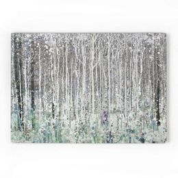 Art for the home Leinwandbild &raquo;Watercolour woods&laquo; Landschaft Wald Birkenwald 70 x 100 cm gr&uuml;n Leinwand