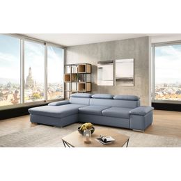Sit & More SIT&MORE Ecksofa »Valantine L-Form, B: 286 cm« mit Arm- & Kopfteilverstellung, optional mit Bettfunktion greyblue