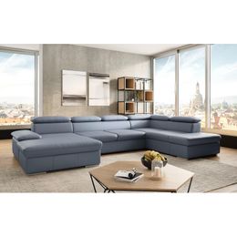 Sit & More SIT&MORE Wohnlandschaft »Valantine U-Form, B: 349 cm« mit Arm- & Kopfteilverstellung, optional mit Bettfunktion greyblue