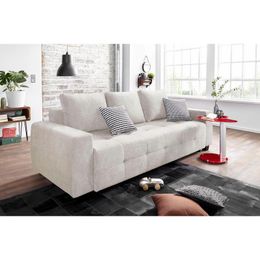 Collection AB Schlafsofa »Bella, B: 241 cm, Liegefl. 142x194 cm« mit Bettfunktion, Bettkasten & 2 Zierkissen, Federkern silber