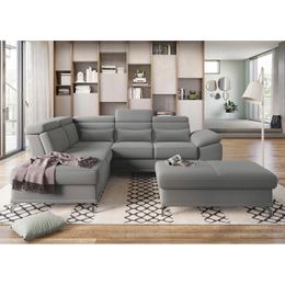 Sit & More SIT&MORE Ecksofa »Cabrio L-Form, B: 274 cm, mit Sitztiefen-, Arm- & Kopfteilverstellung« 3 Nierenkissen, Federkern, optional Bettfunktion und...
