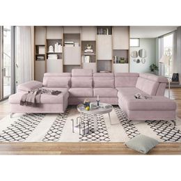 Sit & More sit&more Wohnlandschaft &raquo;Cabrio U-Form, B: 359 cm, mit Sitztiefen-, Arm- & Kopfteilverstellung&laquo; 3 Nierenkissen, Federkern, optional Bettfunktion und 