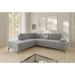 Sit & More sit&more Ecksofa &raquo;Morris Jubi L-Form, B: 238 cm&laquo; mit Armteilfunktion & 1 Zierkissen, optional Bettfunktion grau 100% Polyester