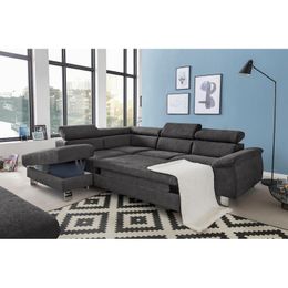 COTTA Ecksofa &raquo;Komaris L-Form, B: 249 cm&laquo; mit Kopfteilverstellung, optional Bettfunktion, Bettkasten & Licht braun Microfaser PRIMABELLE (100% 
