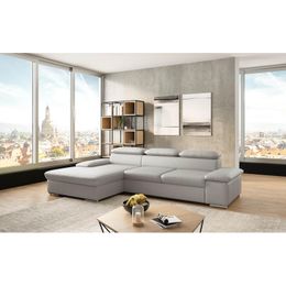 Sit & More SIT&MORE Ecksofa »Valantine L-Form, B: 286 cm« mit Arm- & Kopfteilverstellung, optional mit Bettfunktion light grey