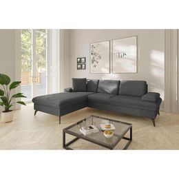 Sit & More SIT&MORE Ecksofa »Morris Jubi L-Form, B: 247 cm« mit Armteilfunktion & 1 Zierkissen, optional Bettfunktion anthrazit