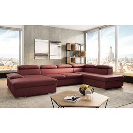 Sit & More SIT&MORE Wohnlandschaft »Valantine U-Form, B: 349 cm« mit Arm- & Kopfteilverstellung, optional mit Bettfunktion merlot