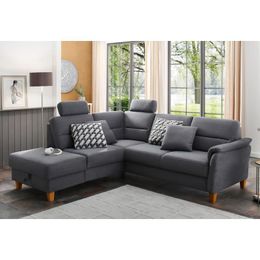 Home Affaire Ecksofa &raquo;Palmera L-Form, B: 236 cm&laquo; optional Bettfunktion & Bettkasten, Federkern grau 100% Polyester;Struktur (100% Polyester);Luxus-