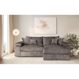 Home Affaire Ecksofa »Soft&Cosy XL L-Form, B: 246 cm« Mega-Sofa, Cord oder Chenille-Struktur, mit Federkern & 4 Zierkissen taupe