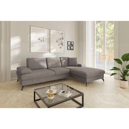 Sit & More sit&more Ecksofa &raquo;Morris Jubi L-Form, B: 247 cm&laquo; mit Armteilfunktion & 1 Zierkissen, optional Bettfunktion grau 100% Polyester