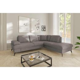 Sit & More sit&more Ecksofa &raquo;Morris Jubi L-Form, B: 238 cm&laquo; mit Armteilfunktion & 1 Zierkissen, optional Bettfunktion grau 100% Polyester