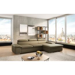 Sit & More SIT&MORE Ecksofa »Valantine L-Form, B: 286 cm« mit Arm- & Kopfteilverstellung, optional mit Bettfunktion olive