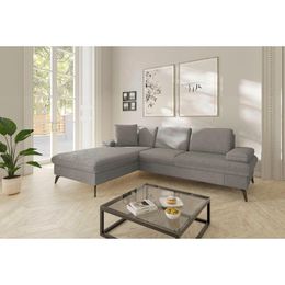 Sit & More SIT&MORE Ecksofa »Morris Jubi L-Form, B: 247 cm« mit Armteilfunktion & 1 Zierkissen, optional Bettfunktion grau