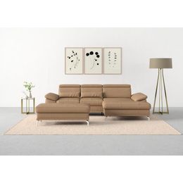 Sit & More SIT&MORE Ecksofa »Cabrio L-Form, B: 295 cm, mit Sitztiefen-, Arm- & Kopfteilverstellung« 2 Nierenkissen, Federkern, optional Bettfunktion und...