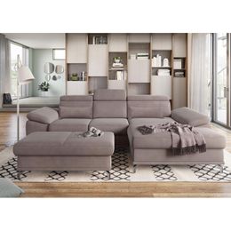 Sit & More SIT&MORE Ecksofa »Cabrio L-Form, B: 295 cm, mit Sitztiefen-, Arm- & Kopfteilverstellung« 2 Nierenkissen, Federkern, optional Bettfunktion und...