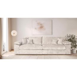 Home Affaire Big-Sofa »Soft&Cosy XXL, B: 303 cm« Mega-Sofa, Cord oder Chenille-Struktur, mit Federkern & 4 Zierkissen beige