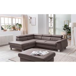 COTTA Ecksofa &raquo;Komaris L-Form, B: 249 cm&laquo; mit Kopfteilverstellung, optional Bettfunktion, Bettkasten & Licht grau Microfaser PRIMABELLE (100% 